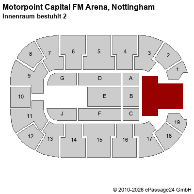 Motorpoint Capital FM Arena Nottingham Innenraum unbestuhlt Saalplan