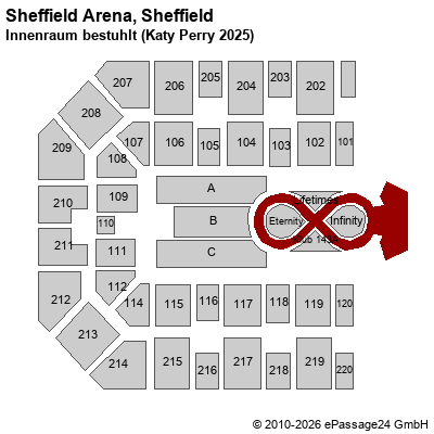 Sheffield Arena Sheffield Innenraum bestuhlt Saalplan